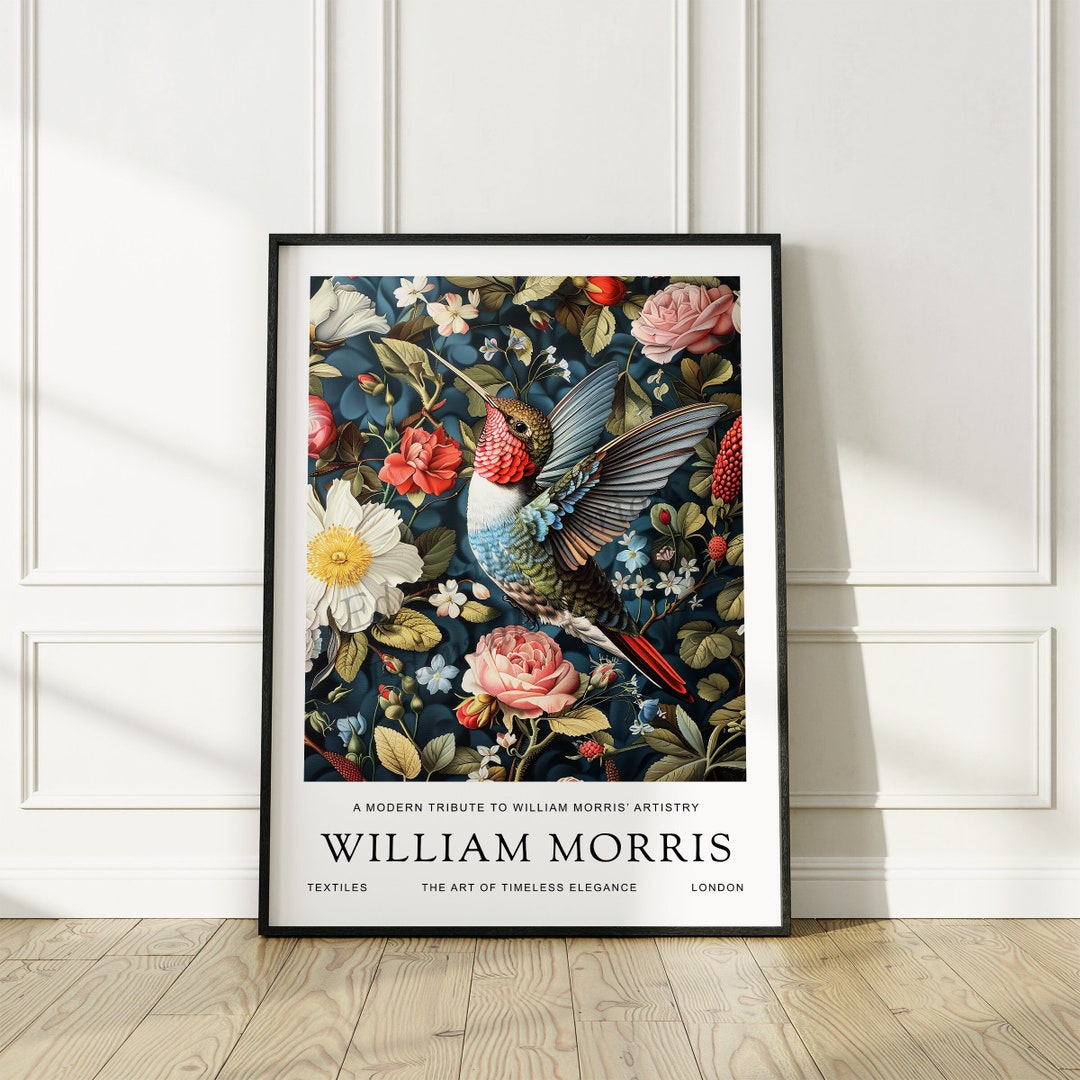 WILLIAM MORRIS Wall Art Enchanting Timeless Elegance Hummingbird Floral ...