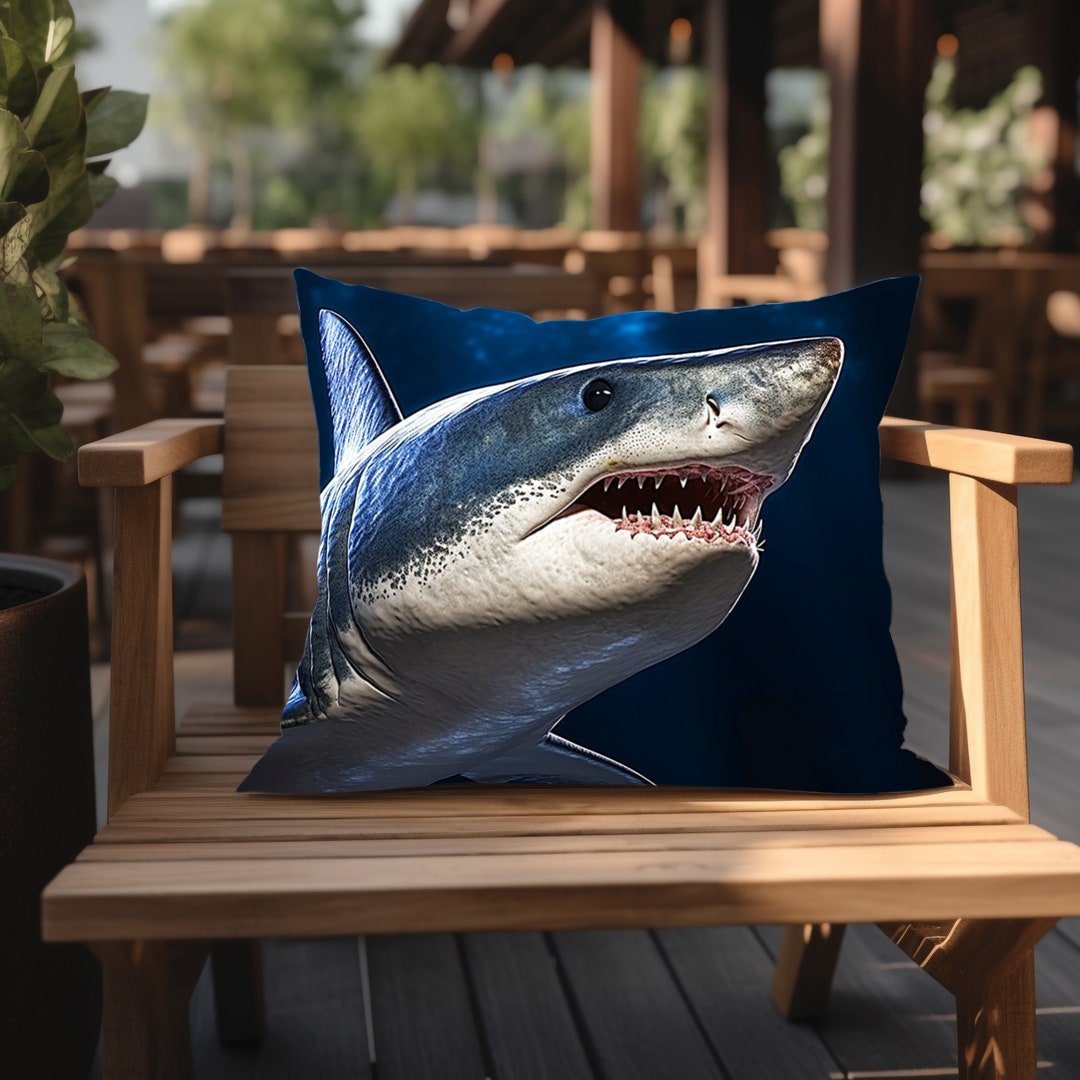 SHARK!!! OUTDOOR Pillows || Marine Predator Under the Sea Bespoke ...