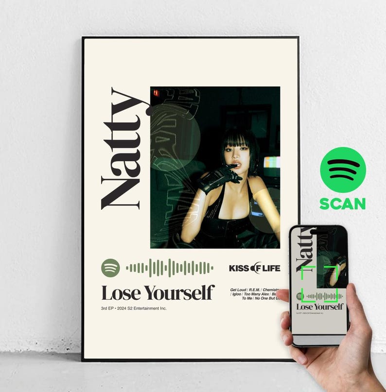 KISS OF LIFE "natty" Spotify Code Poster - Midcentury Modern Wall Art ...