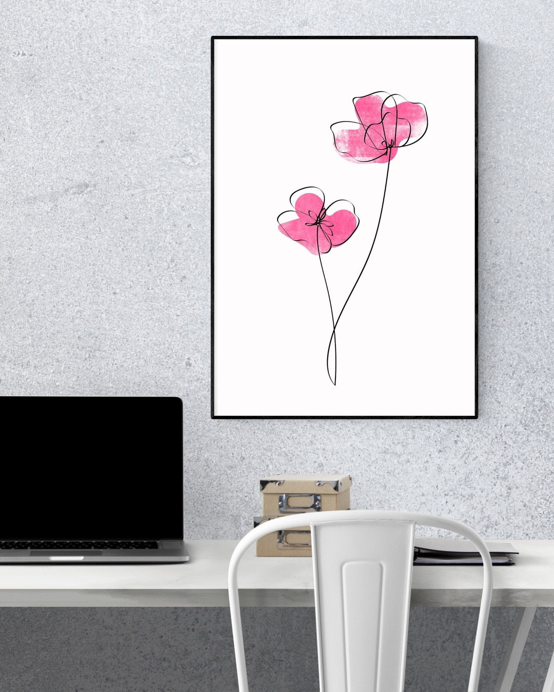 Red Poppies Line Drawing, Downloadable Digital Print, Minimalist Wall ...