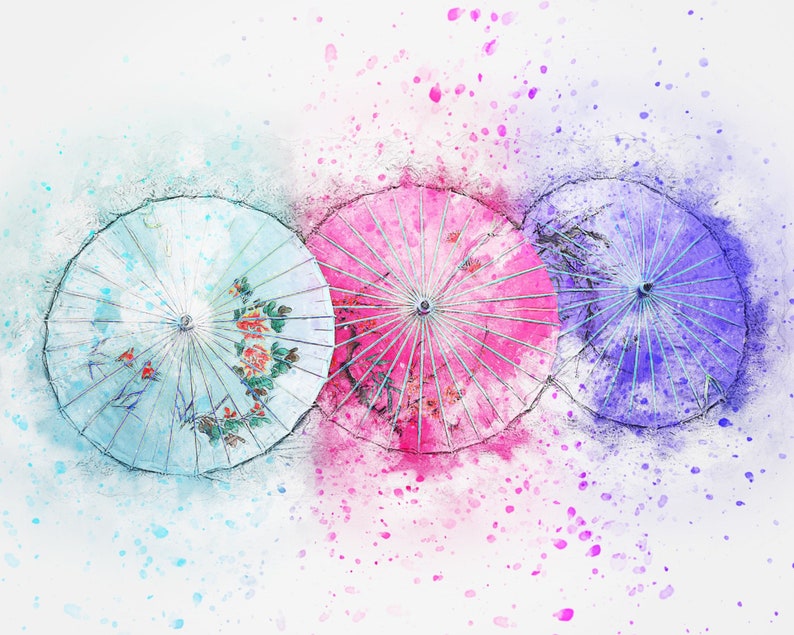 Chinese Paper Parasols Digital Download Print 3 Colourful Umbrellas ...