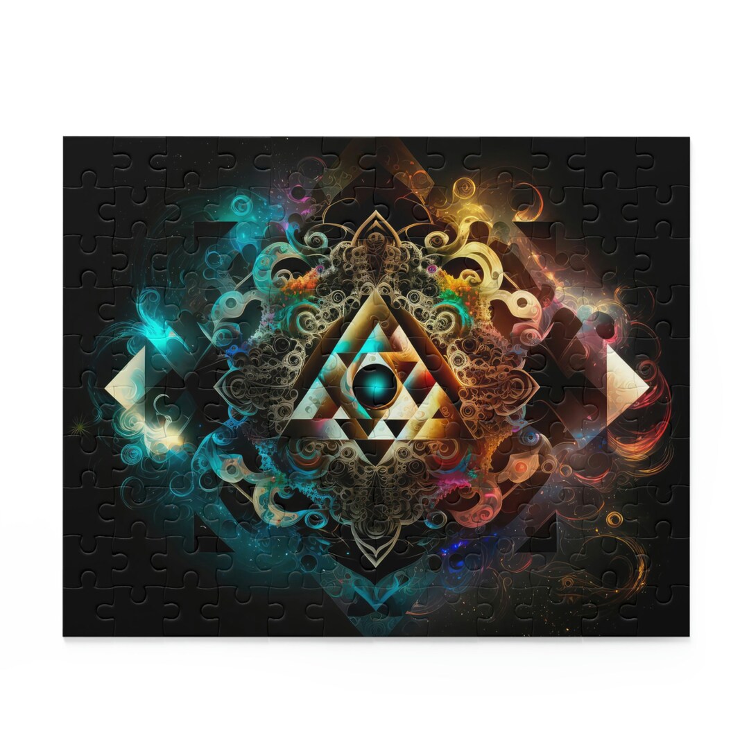 Colorful Sacred Geometry Puzzle: Abstract Pyramids Design, Engaging ...