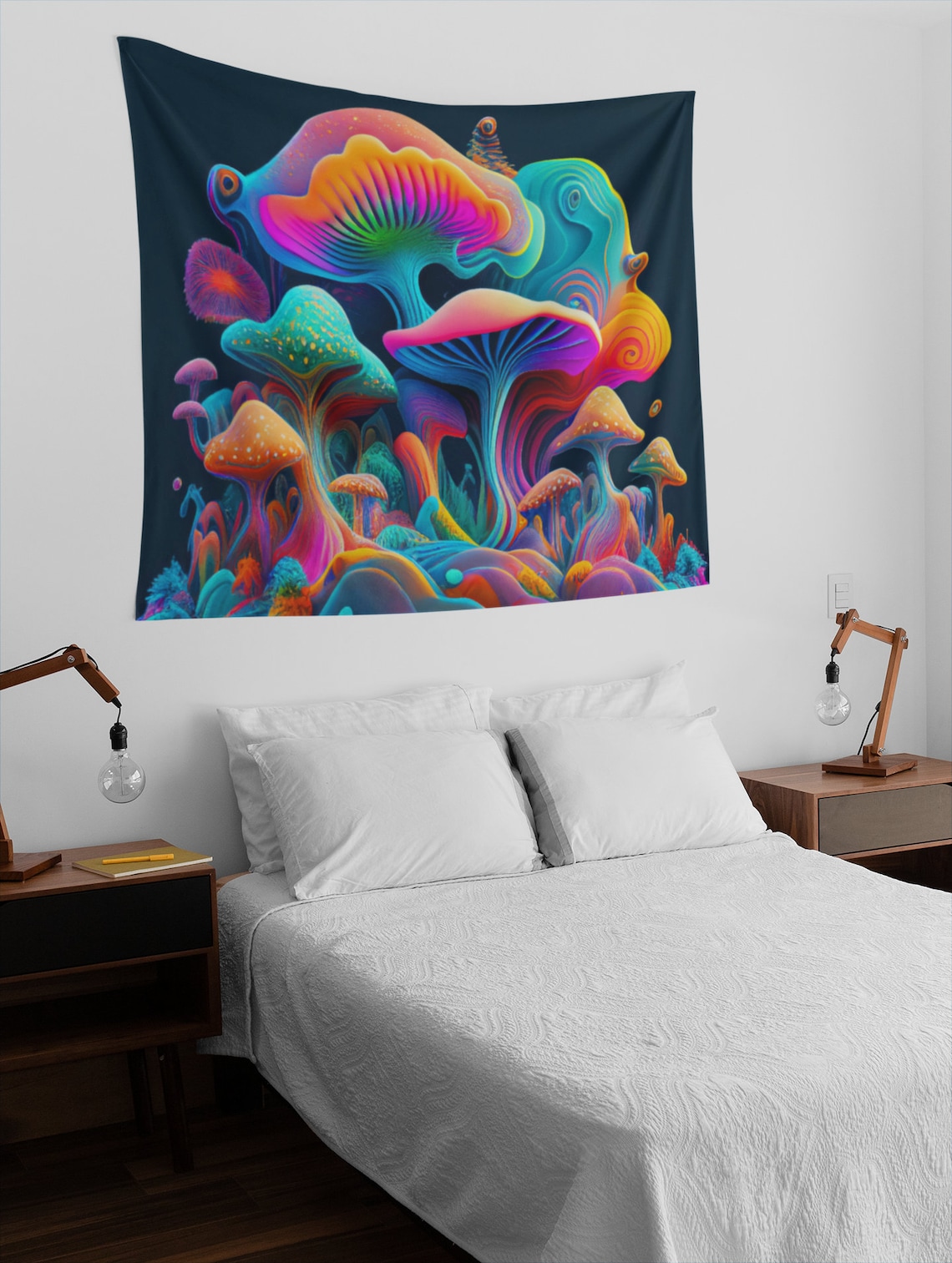 Psychedelic Mushroom Tapestry, Trippy Wall Tapestry, Psychedelic ...
