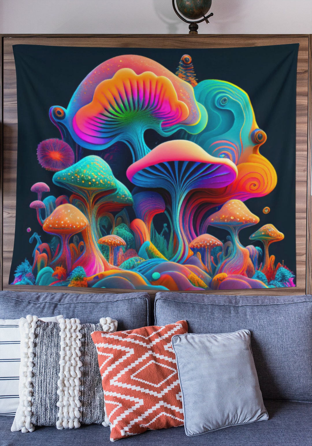 Psychedelic Mushroom Tapestry, Trippy Wall Tapestry, Psychedelic ...