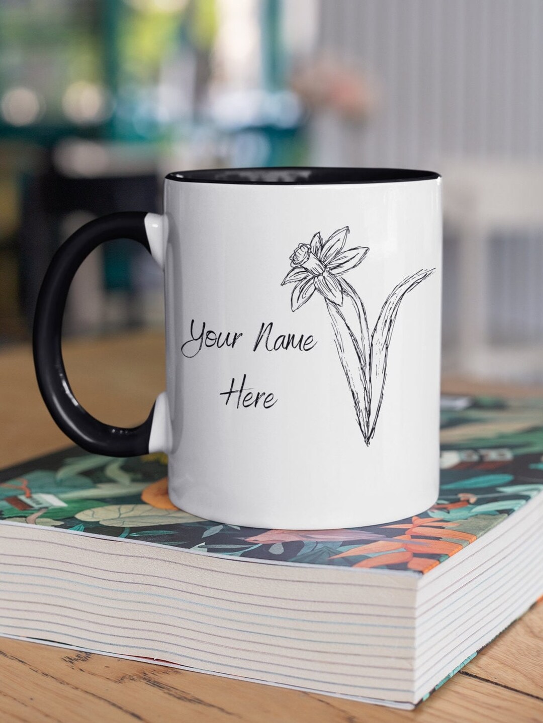 Personalized Coffee Mug, Custom Birth Flower Mug, Custom Name Coffee ...