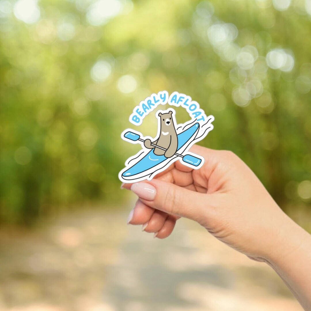 Cute Kayak Sticker, Cute Sticker, Funny Stickers, Bear Sticker, Funny ...
