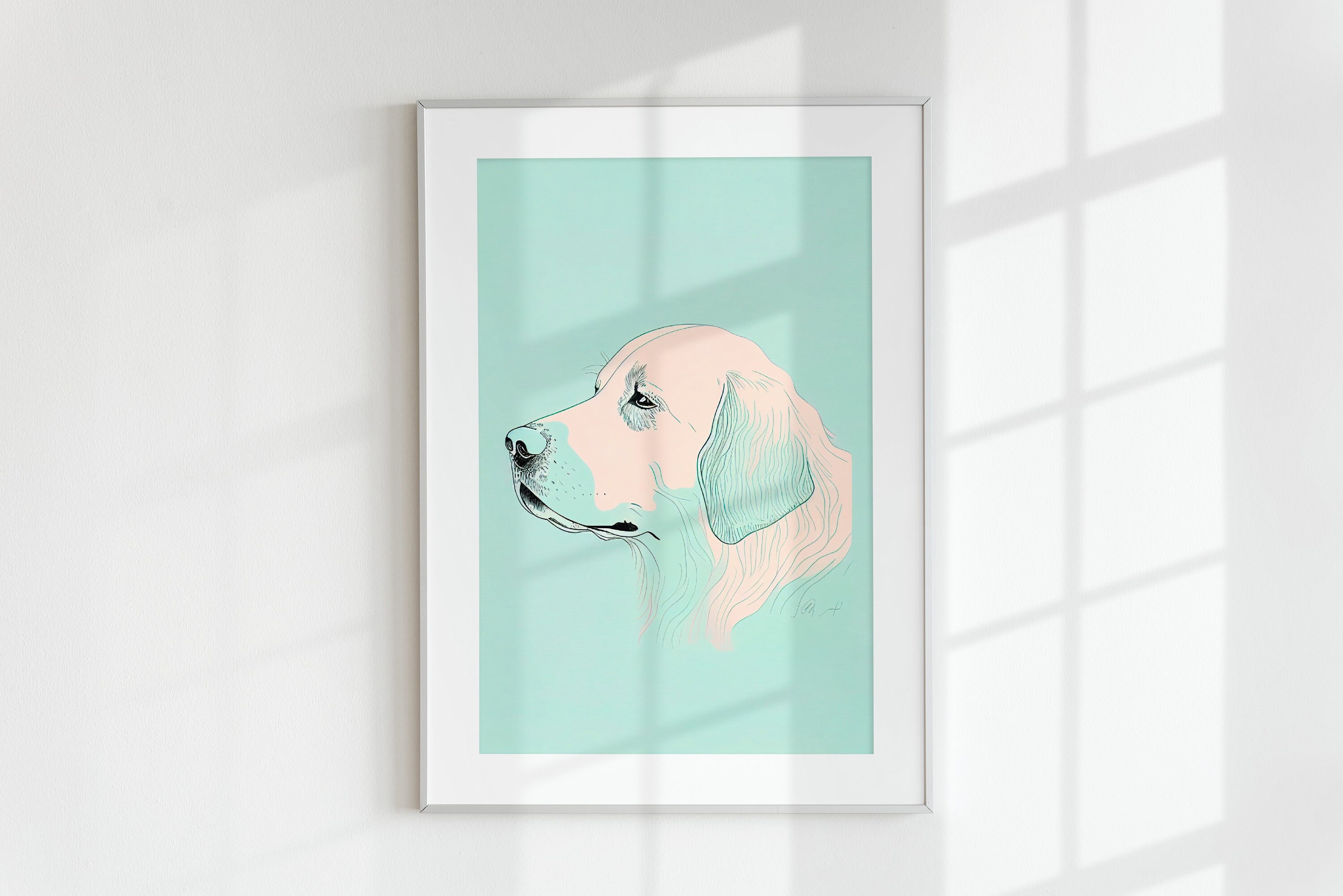 Dog Face Digital Art, Dog Face Soft Colors, Boho Modern Softness Wall ...