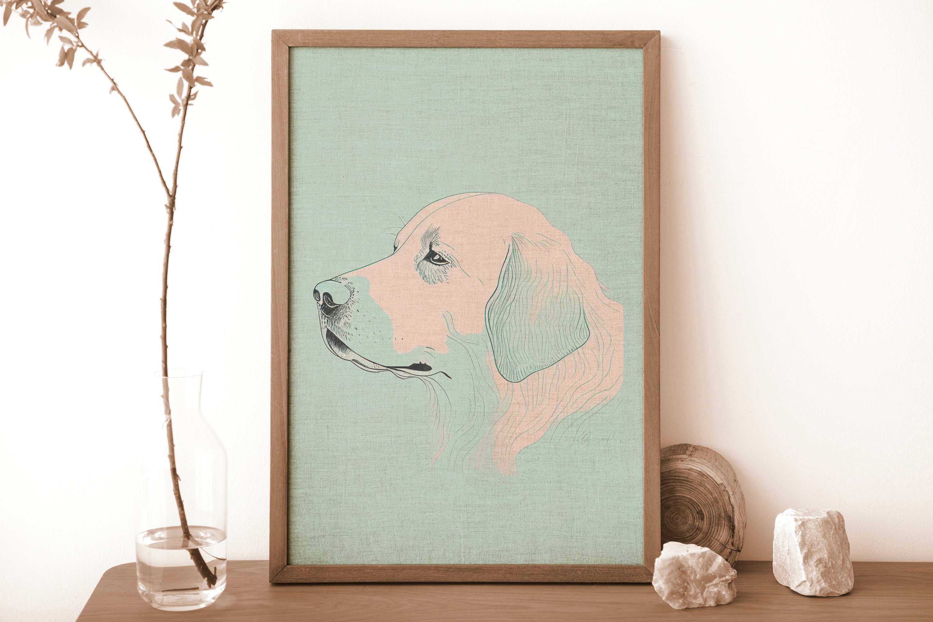 Dog Face Digital Art, Dog Face Soft Colors, Boho Modern Softness Wall ...