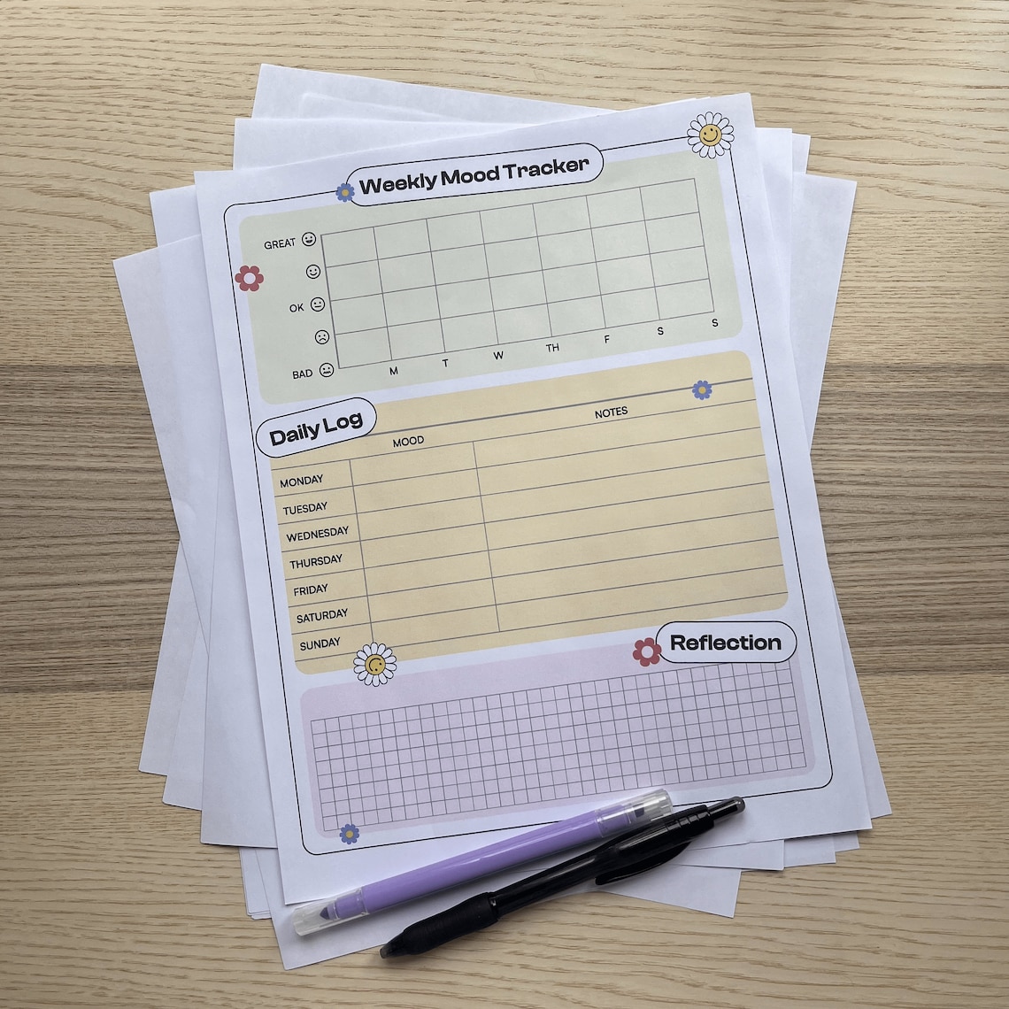 Weekly Mood Tracker Printable PDF, Daily Emotion Log, Weekly Mood Diary ...