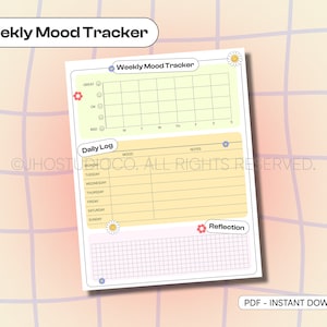 Weekly Mood Tracker Printable PDF, Daily Emotion Log, Weekly Mood Diary ...