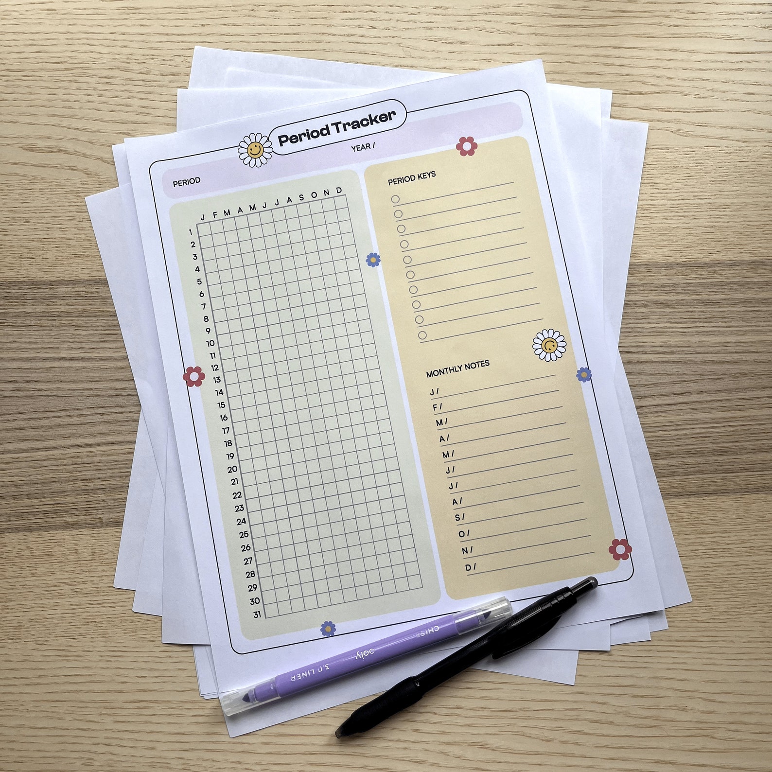 Period Tracker Printable PDF, Period Tracker Template, Annual Menstrual ...