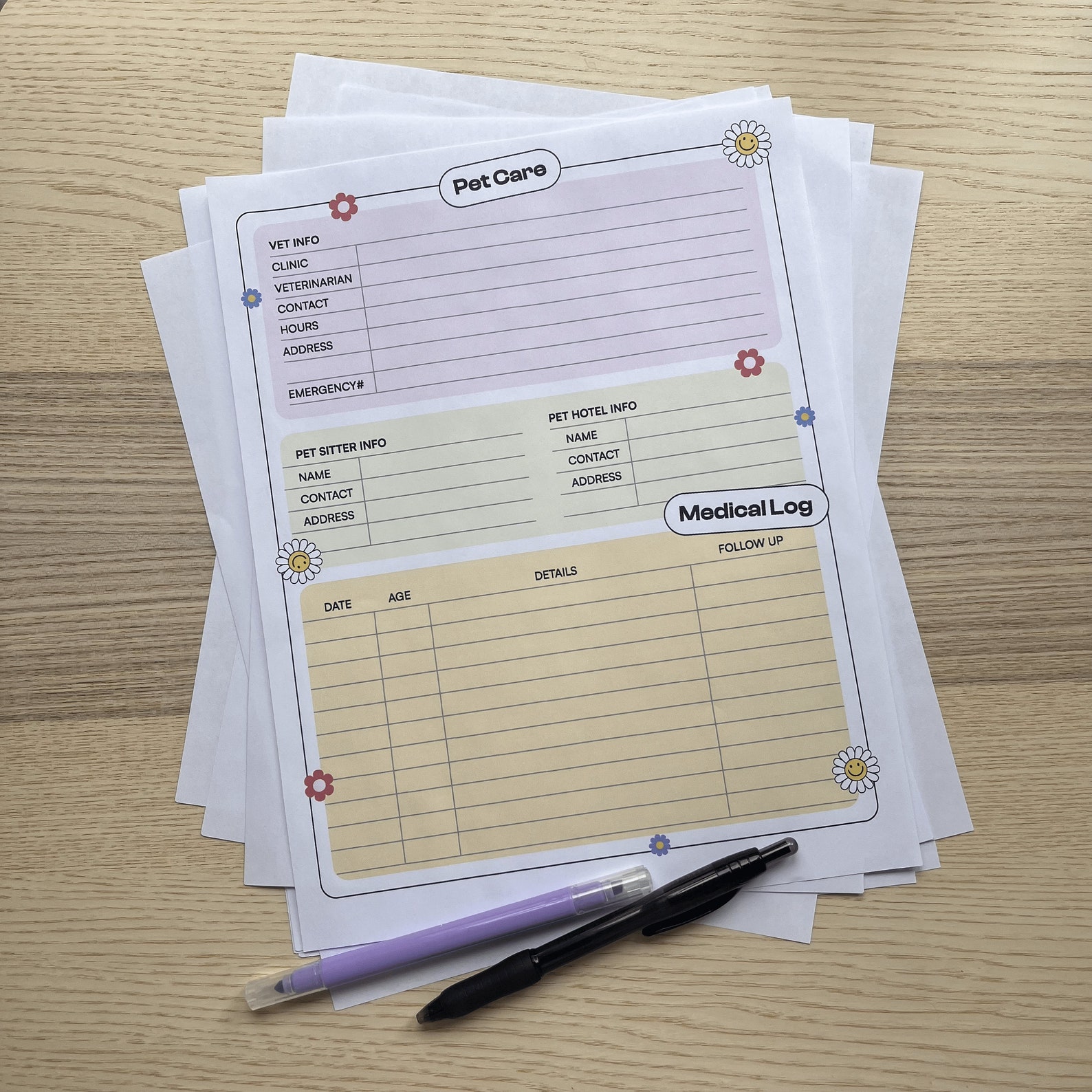 Pet Care Planner Printable PDF, Pet Medical Log Template, Pet Health ...