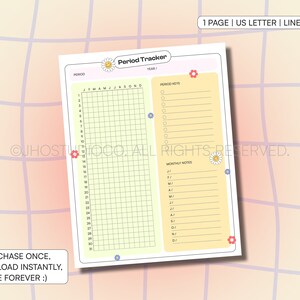 Period Tracker Printable PDF, Period Tracker Template, Annual Menstrual ...