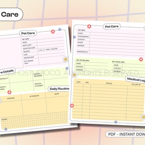 Pet Care Planner Printable PDF, Pet Medical Log Template, Pet Health ...