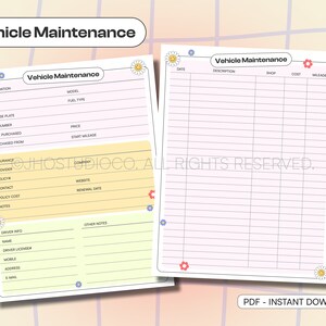 Vehicle Maintenance Printable PDF, Vehicle Maintenance Template ...