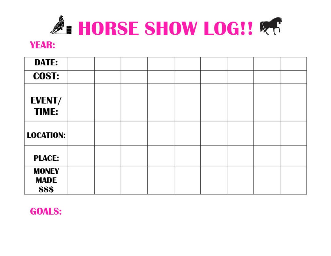 Barrel Racing Tracking Sheet - Etsy