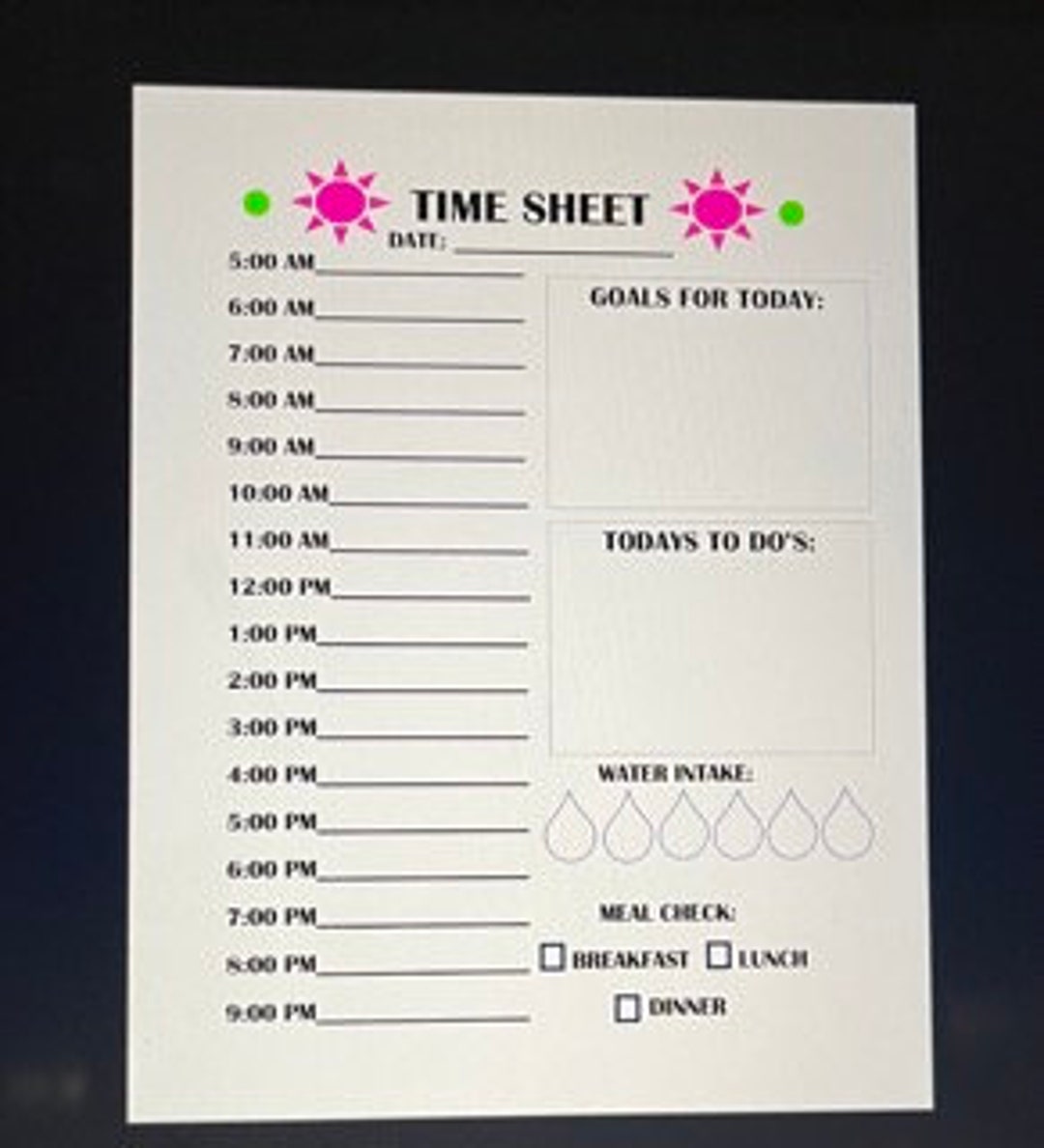 Daily Time Sheet - Etsy
