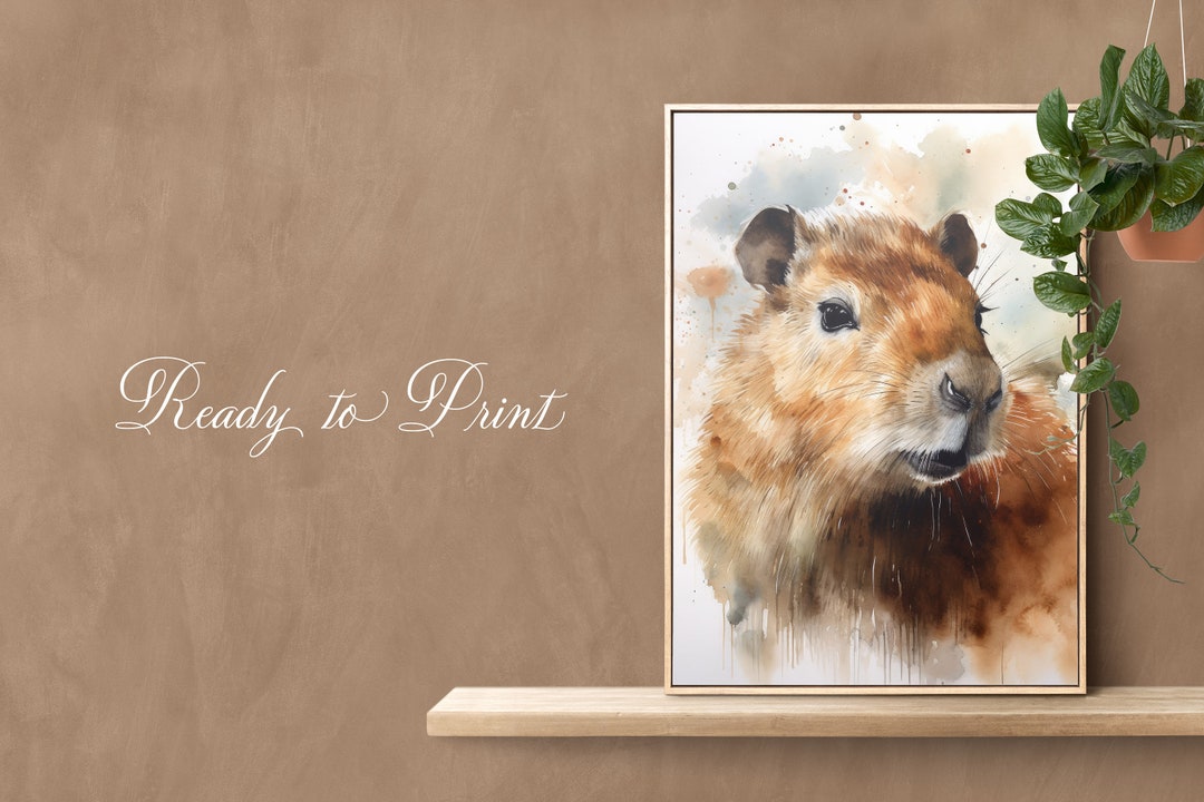 Watercolor Art Printable Capybara Wall Art Digital Wall - Etsy