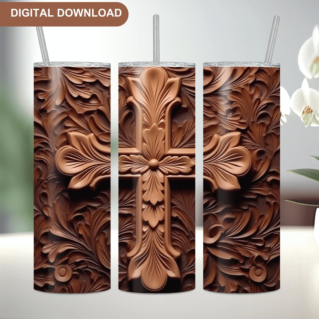 3D Cross Tumbler Wrap PNG, Christian Faith Tumbler Sublimation Design ...