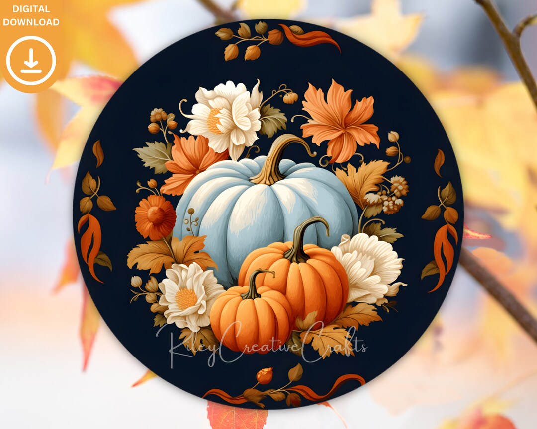 Round Fall Door Sign PNG, Thanksgiving Sublimation Wreath Sign for ...