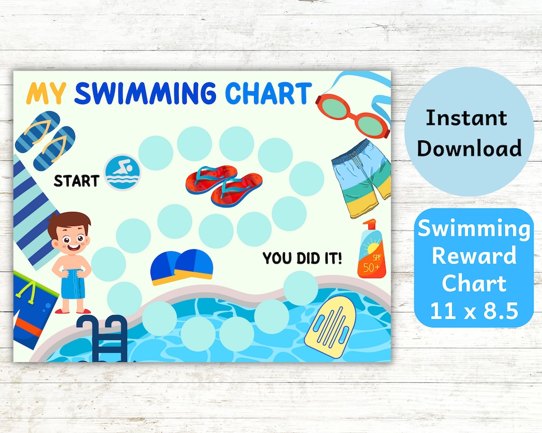 Swimming Reward Chart Printable for Kids First Swim Lesson - Etsy Portugal