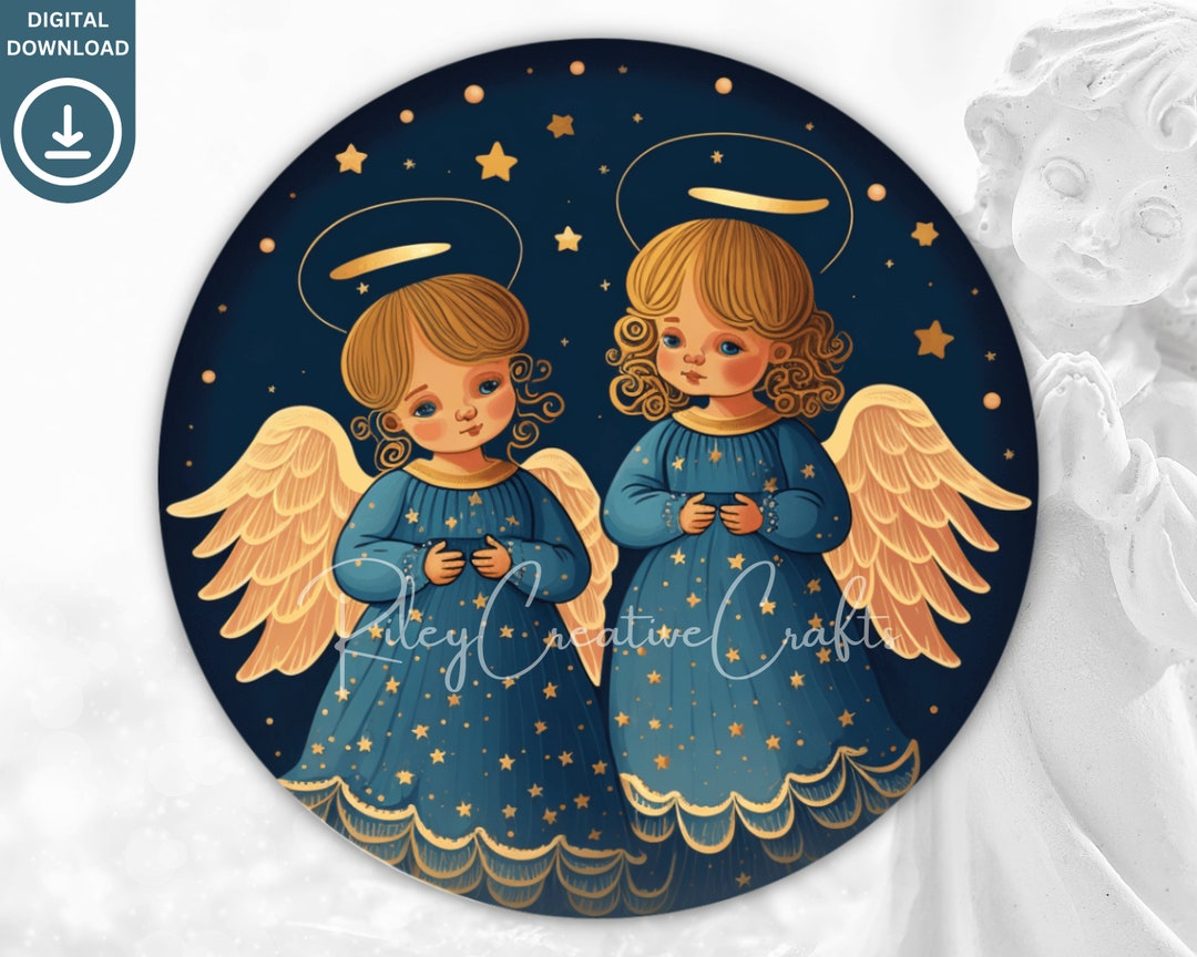 Angels Wreath Sign Sublimation PNG Little Angels Door Hanger - Etsy