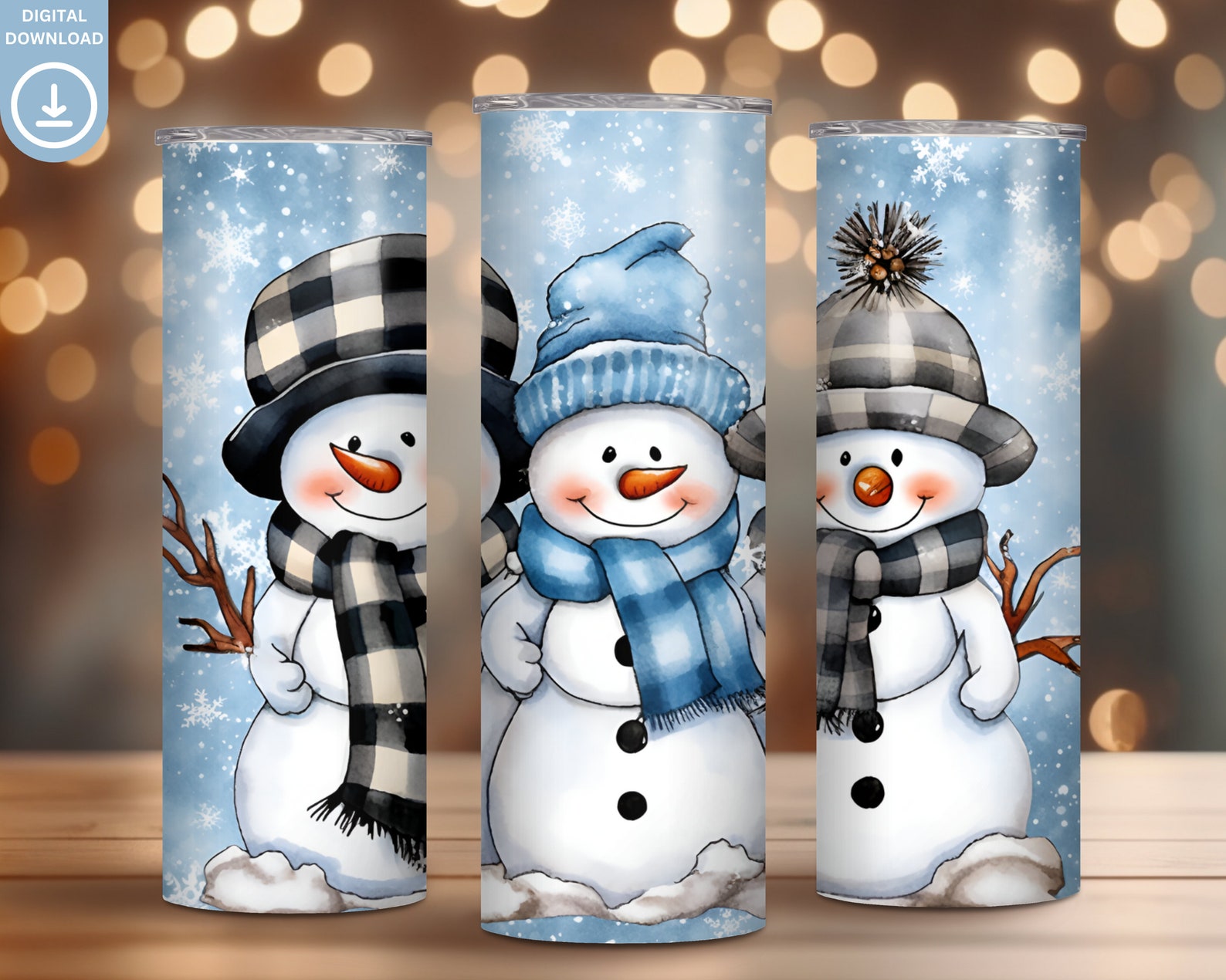 Cute Snowmen Tumbler Wrap Template, Christmas 20oz Sublimation Tumbler ...