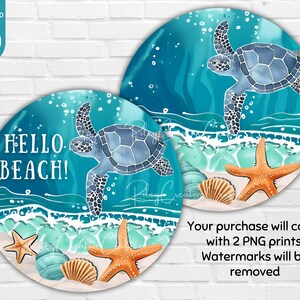 Summer Round PNG, Hello Beach Welcome Door Sign Digital, Wreath ...