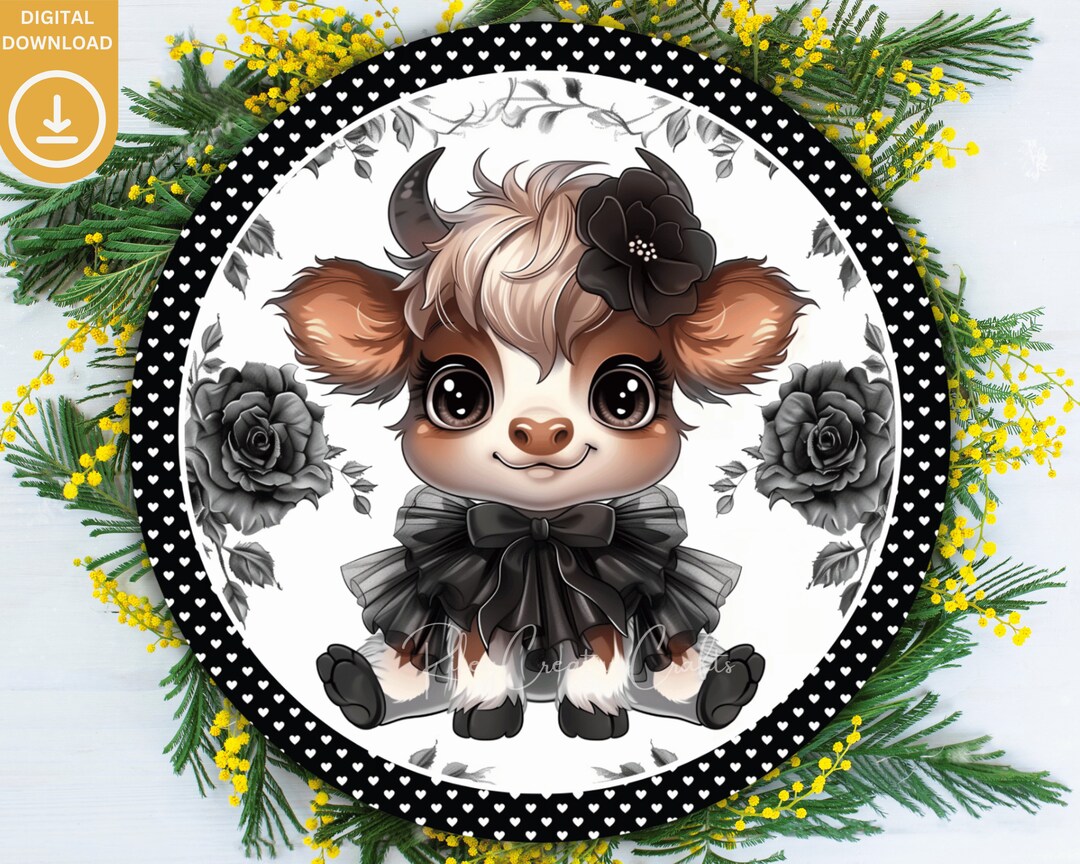 Cute Cow Door Hanger Round PNG, Welcome Door Sign, Baby Brown Cow ...