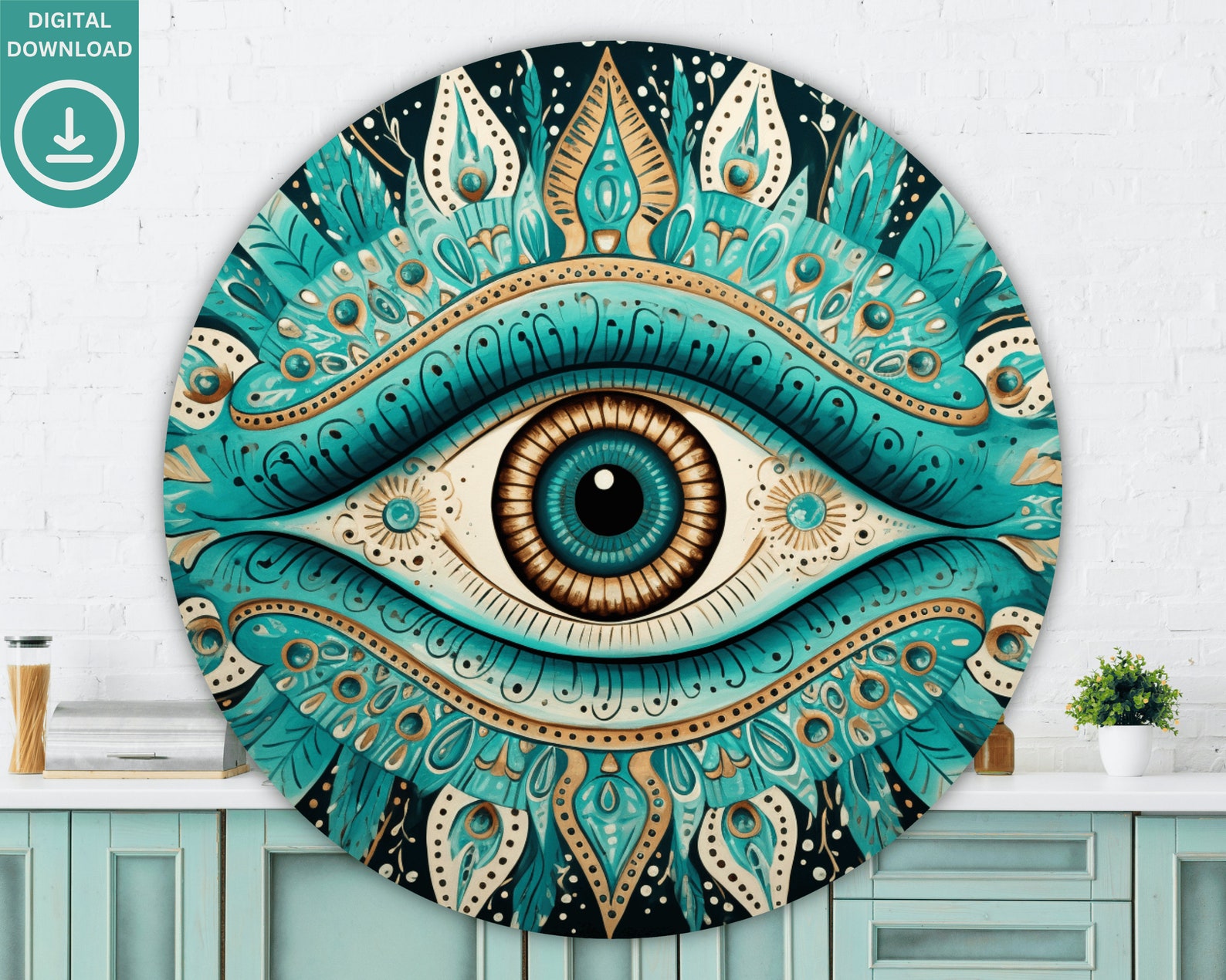 Evil Eye Digital Round Sublimation PNG Evil Eye Protection Door Hanger ...