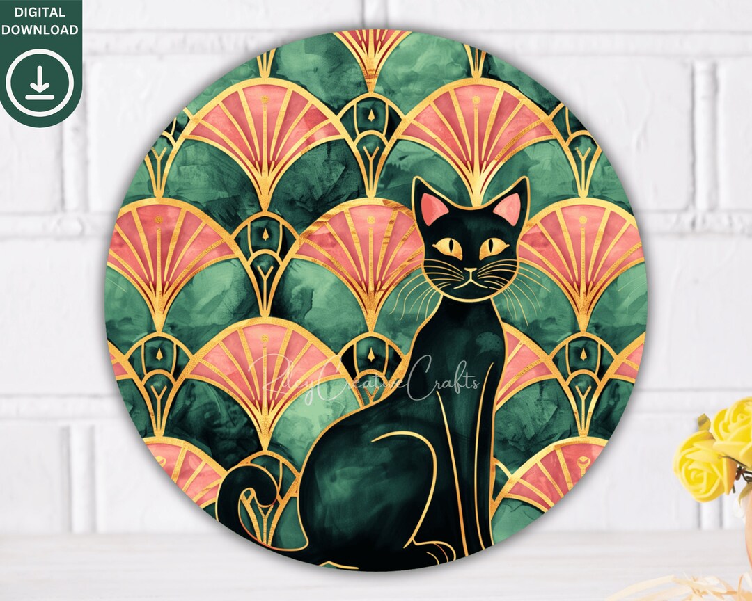 Digital Cat Door Sign Round PNG, Cute Kitten Wreath Sublimation Sign ...