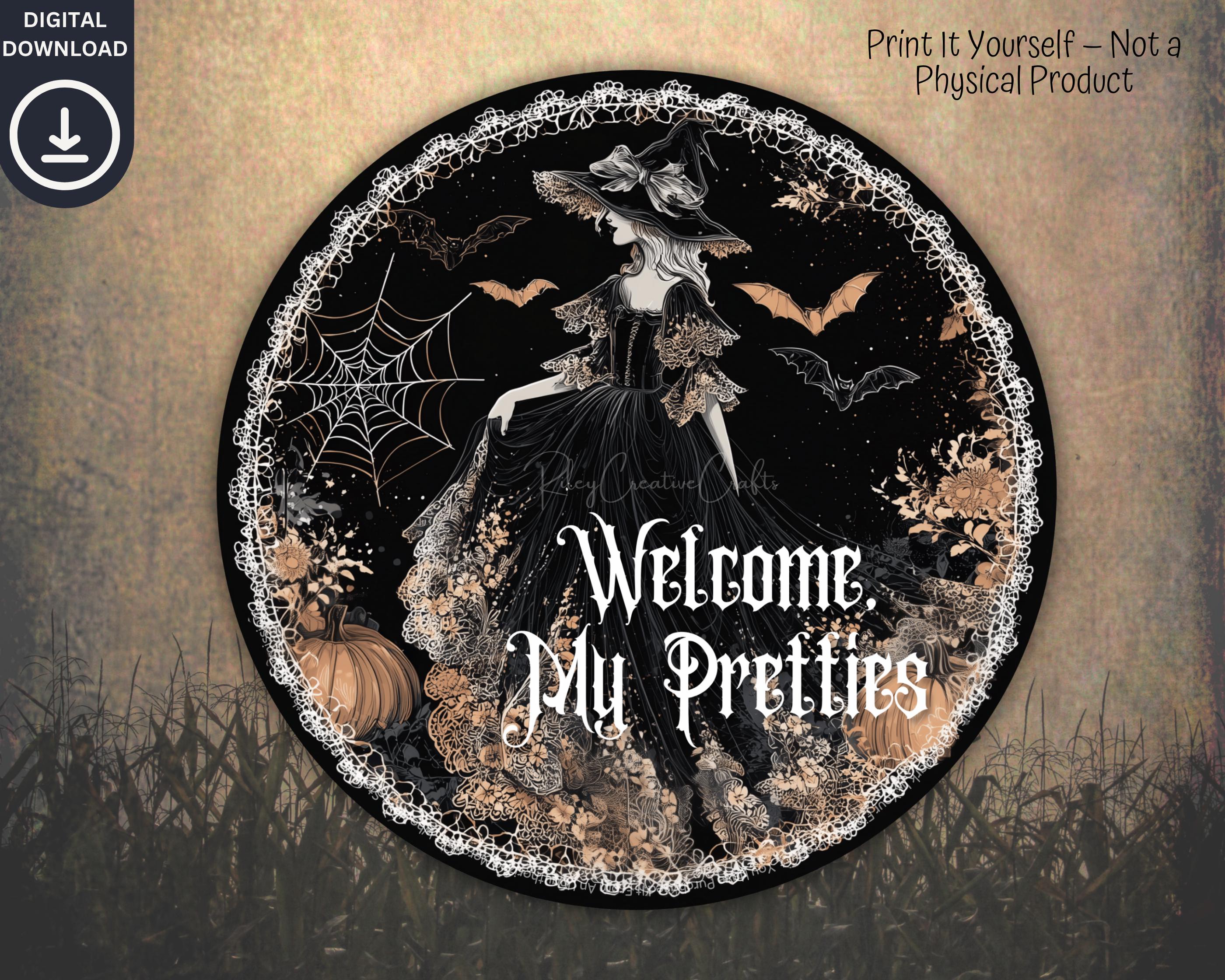 Witch Hat Halloween Wreath Sign PNG, Trick or Treat Door Sign ...