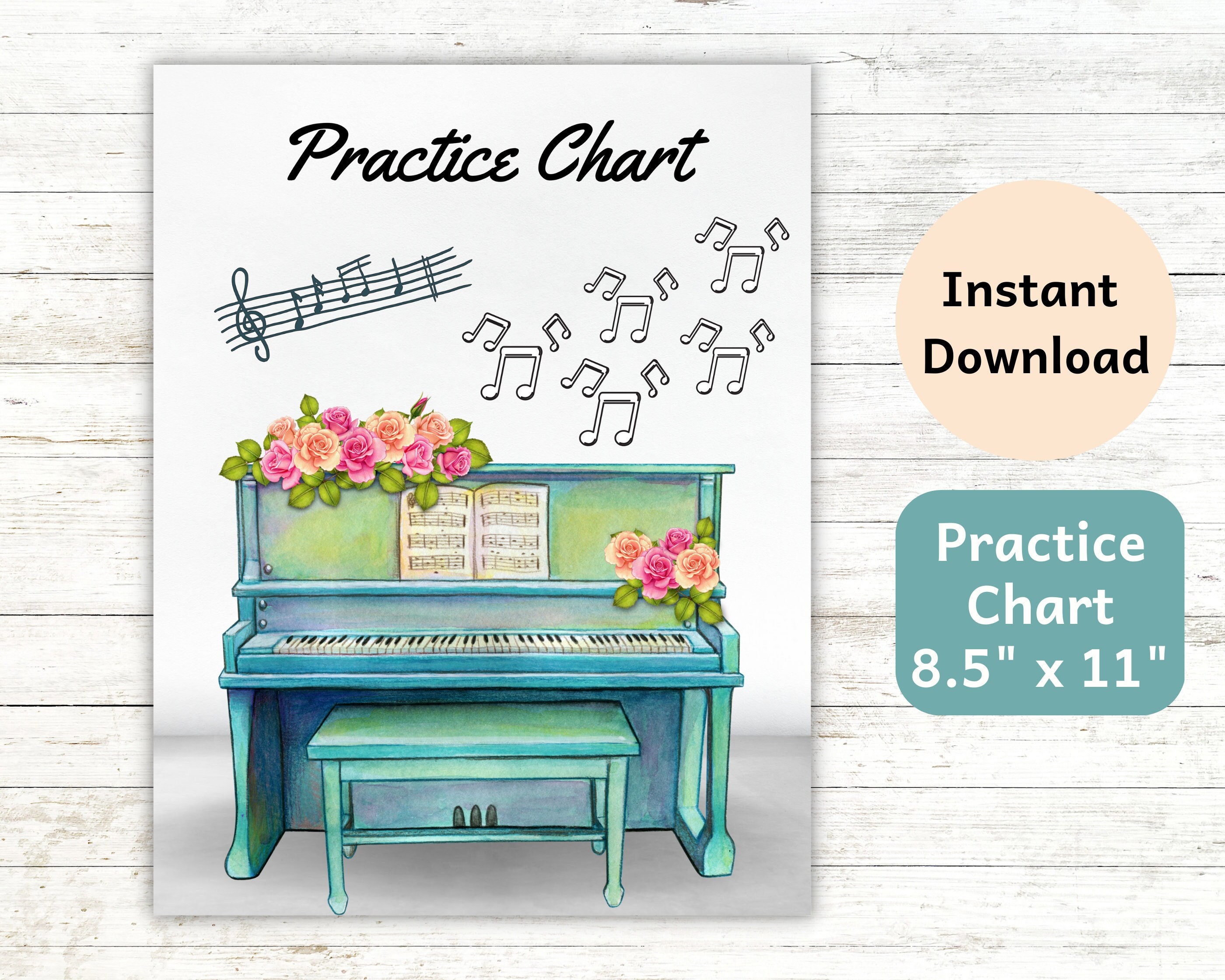 Piano Practice Printable Reward Chart Performance Chart for - Etsy