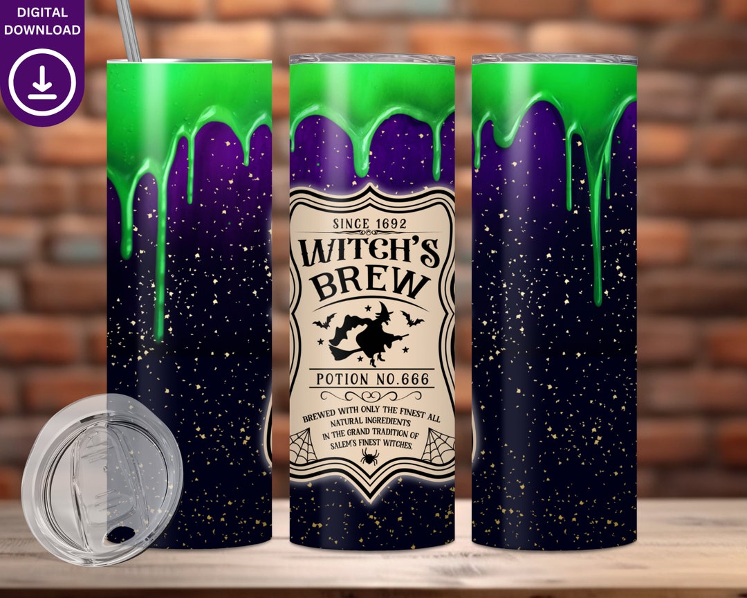 Witches Brew 20 Oz Skinny Tumbler Sublimation Design, Halloween Witch ...