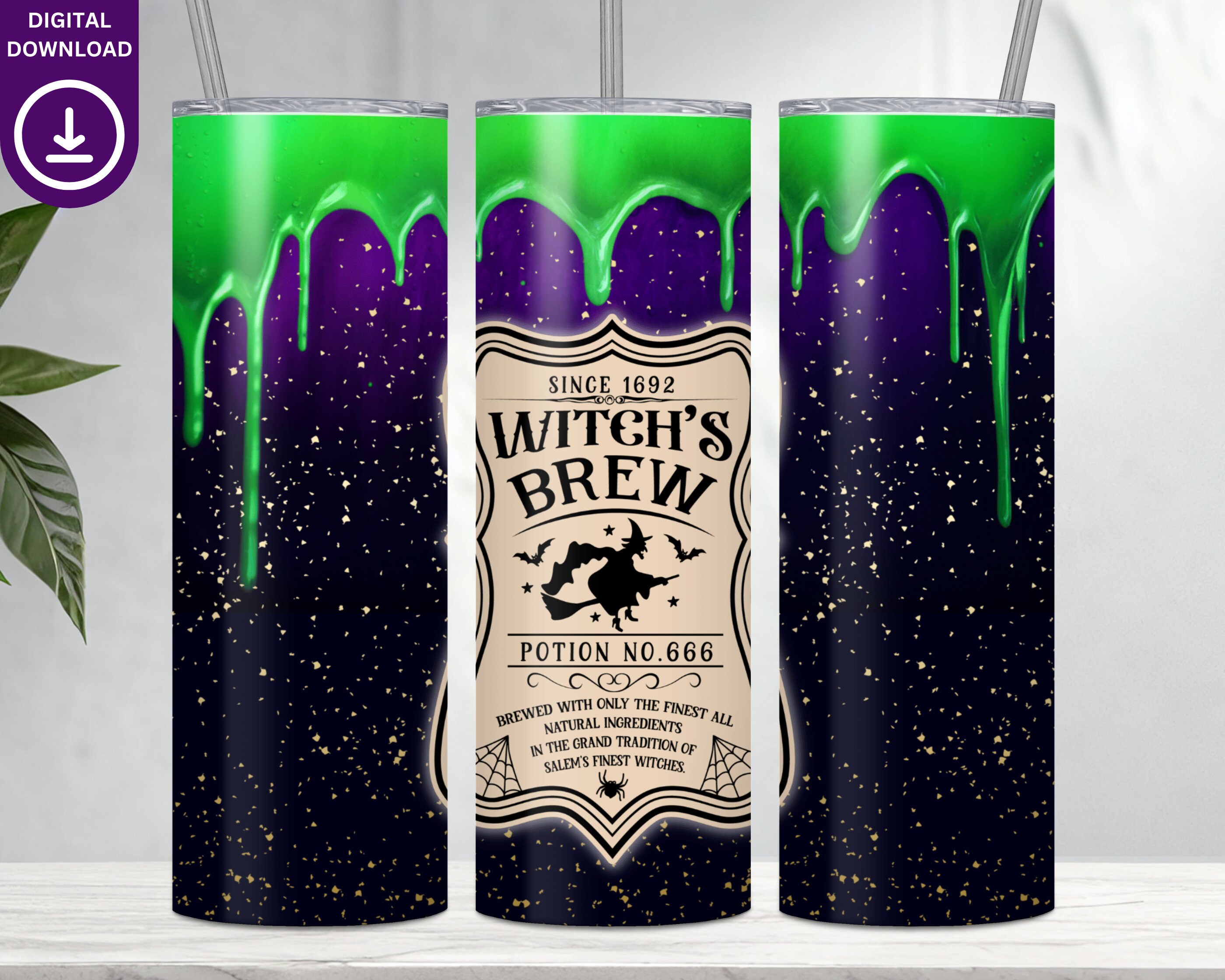 Witches Brew 20 Oz Skinny Tumbler Sublimation Design, Halloween Witch ...