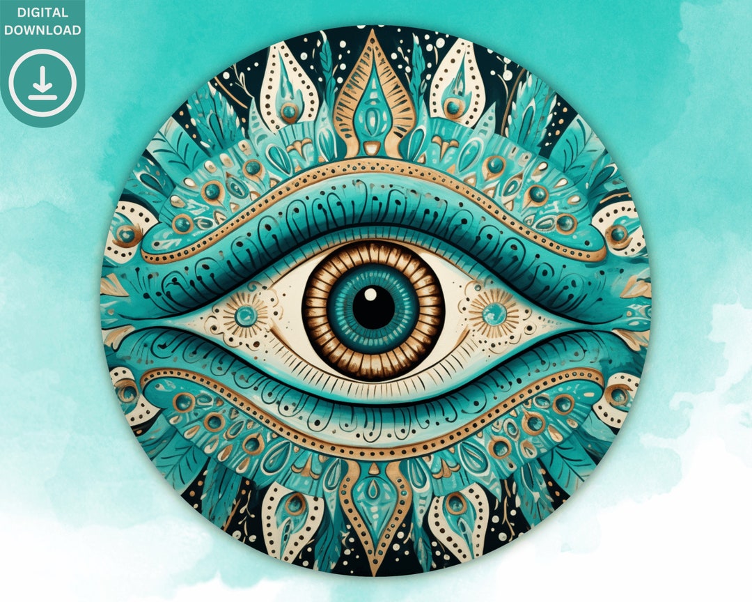 Evil Eye Digital Round Sublimation PNG Evil Eye Protection Door Hanger ...