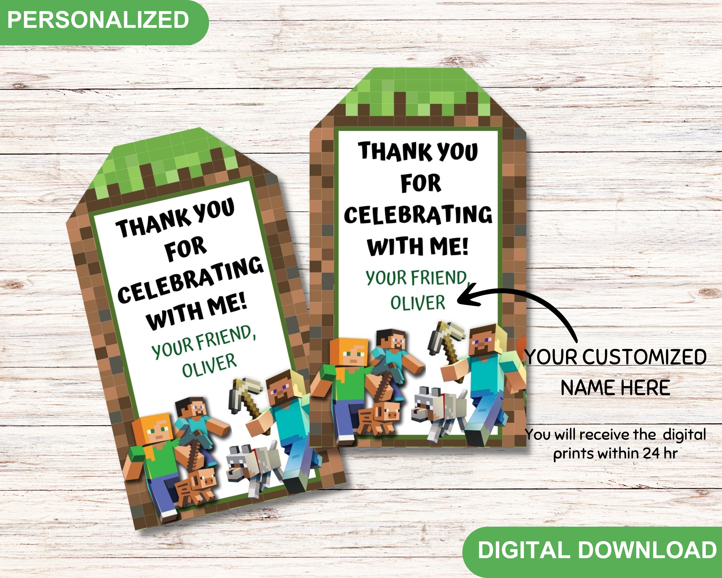 Personalized Minecrafter Gift Tag Printable for Kids Game - Etsy