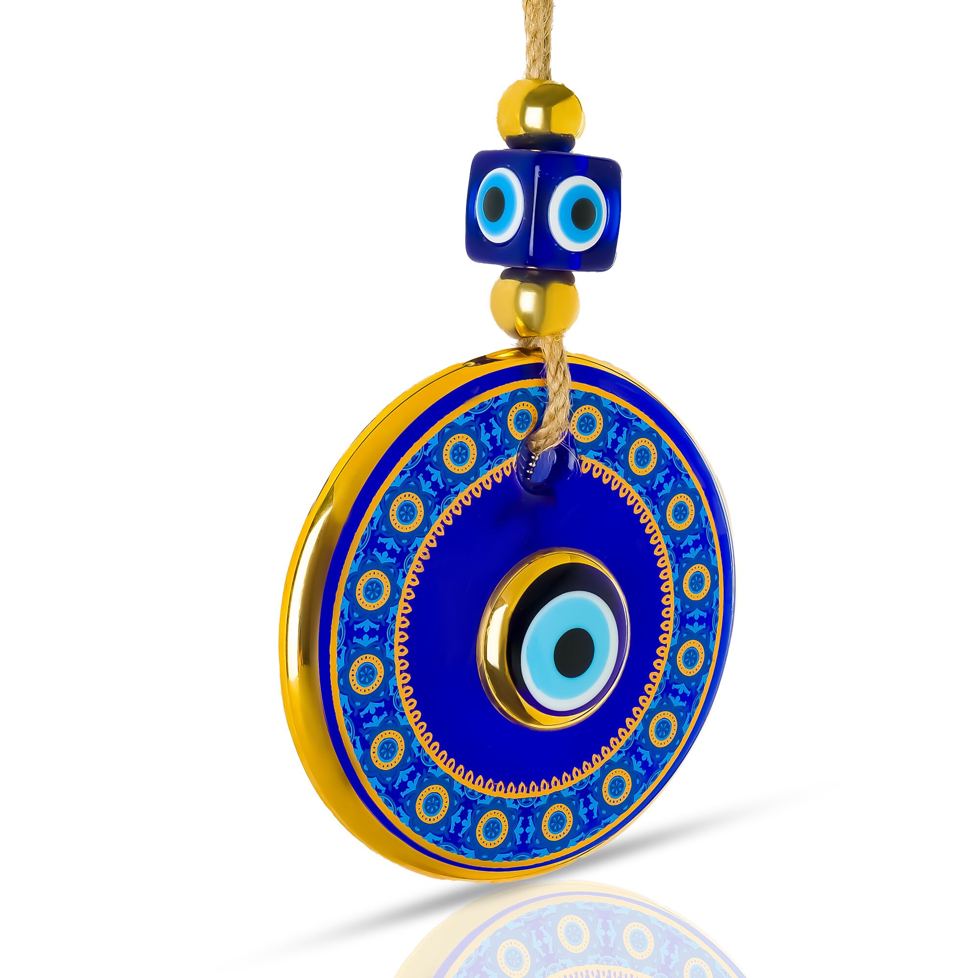 Blue Evil Eye Wall Decor Gold Border Design 4.3 Glass - Etsy