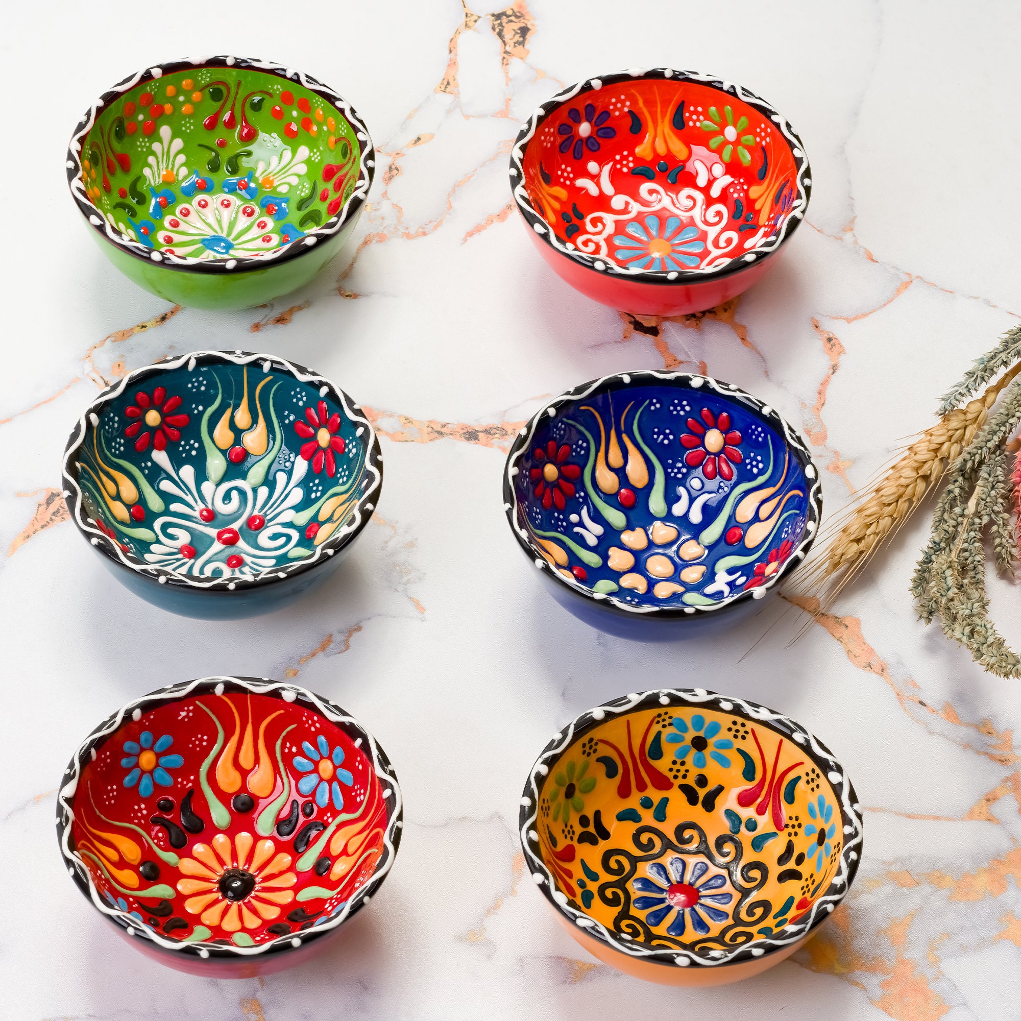 Ceramic Mini Pinch Bowls 6 PCS Small Bowls for Dipping Cooking Prep ...