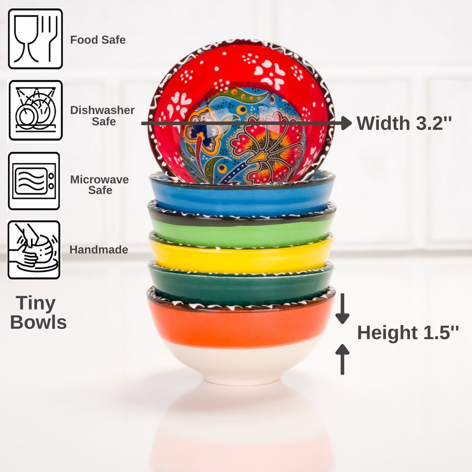 Ceramic Mini Pinch Bowls Set of 6, Small Bowls for Dipping - Cooking ...