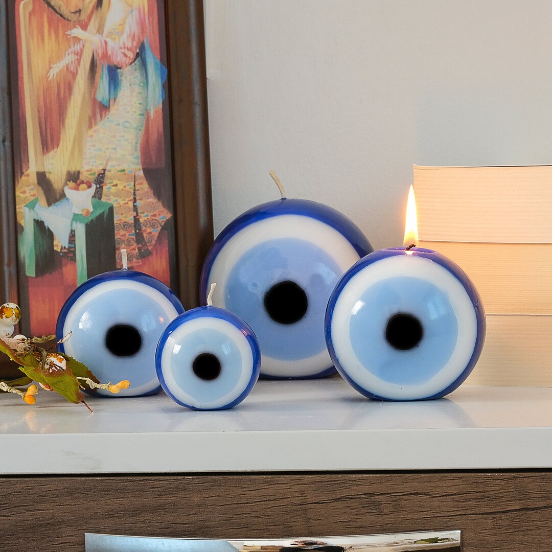 Blue Evil Eye Candle - Nazar Home Decor - Handmade Unscented Premium ...