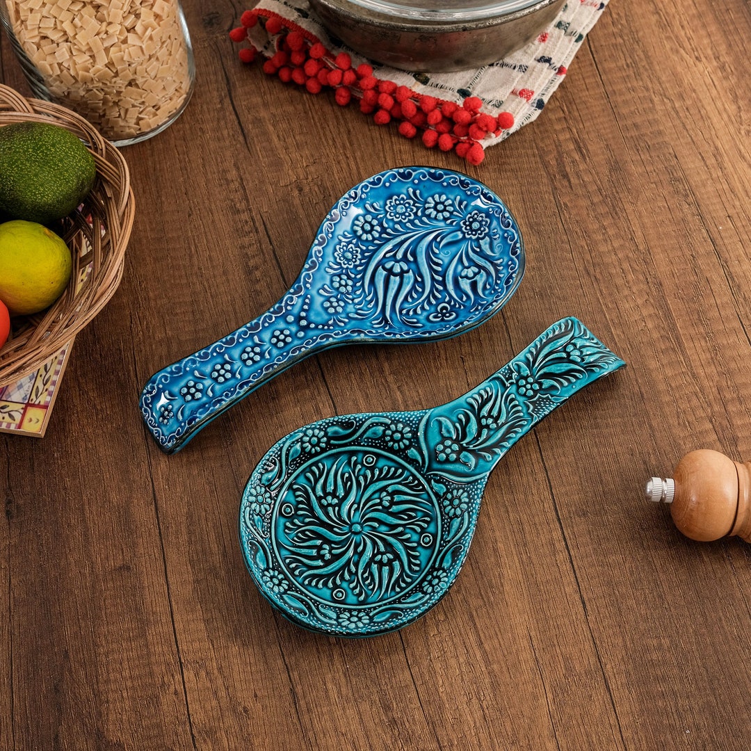 Spoon Rest Set of 2 - Ceramic Spoon Holder for Stovetop & Kitchen ...