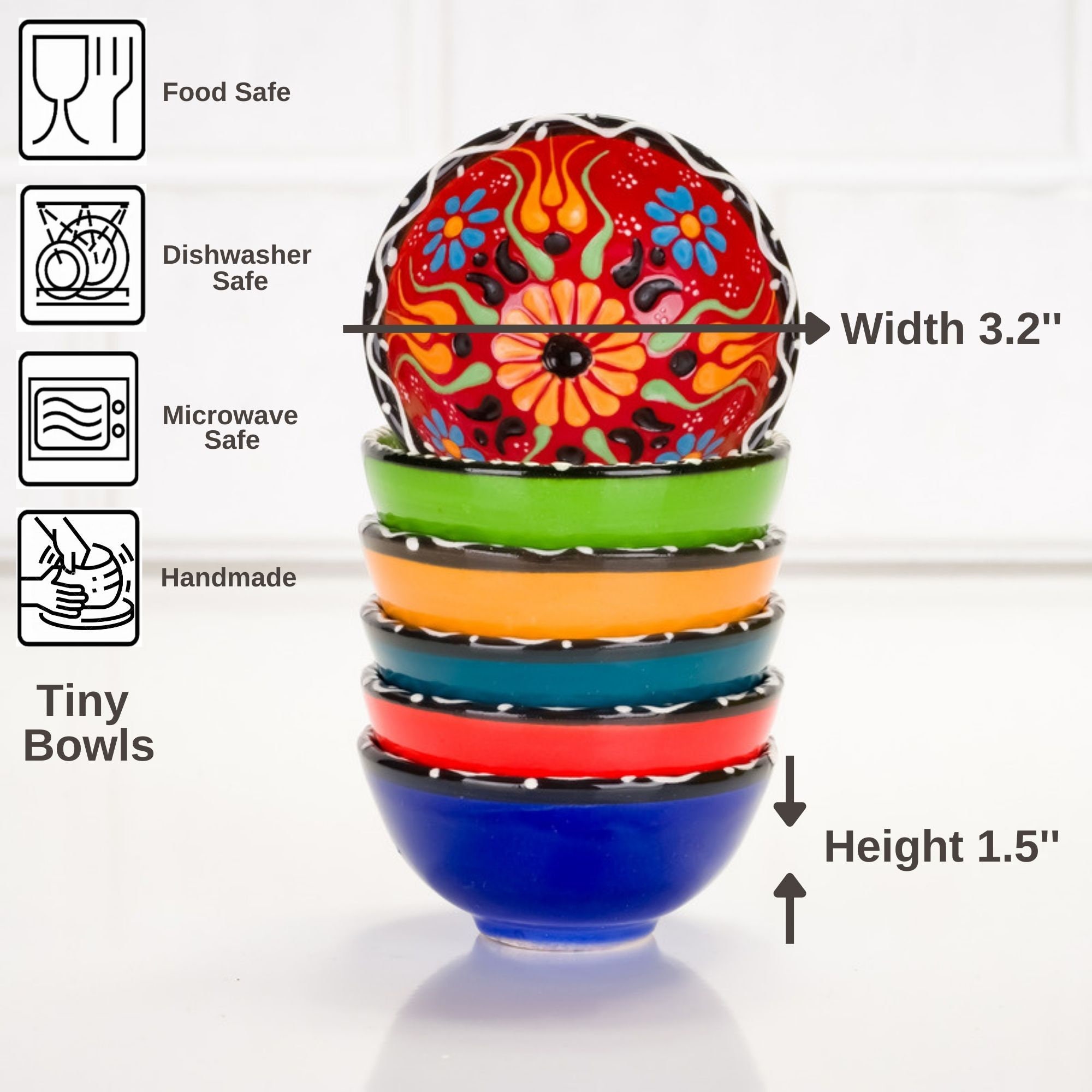 Ceramic Mini Pinch Bowls 6 PCS Small Bowls for Dipping Cooking Prep ...