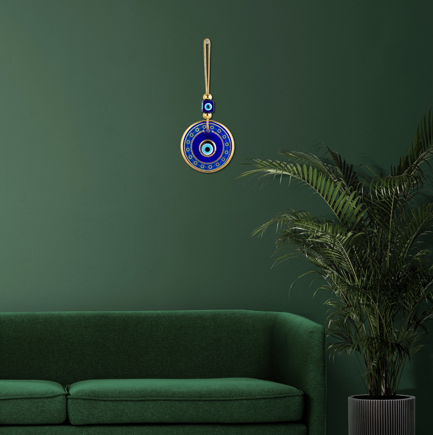 Blue Evil Eye Wall Decor Gold Border Design 4.3 Glass - Etsy