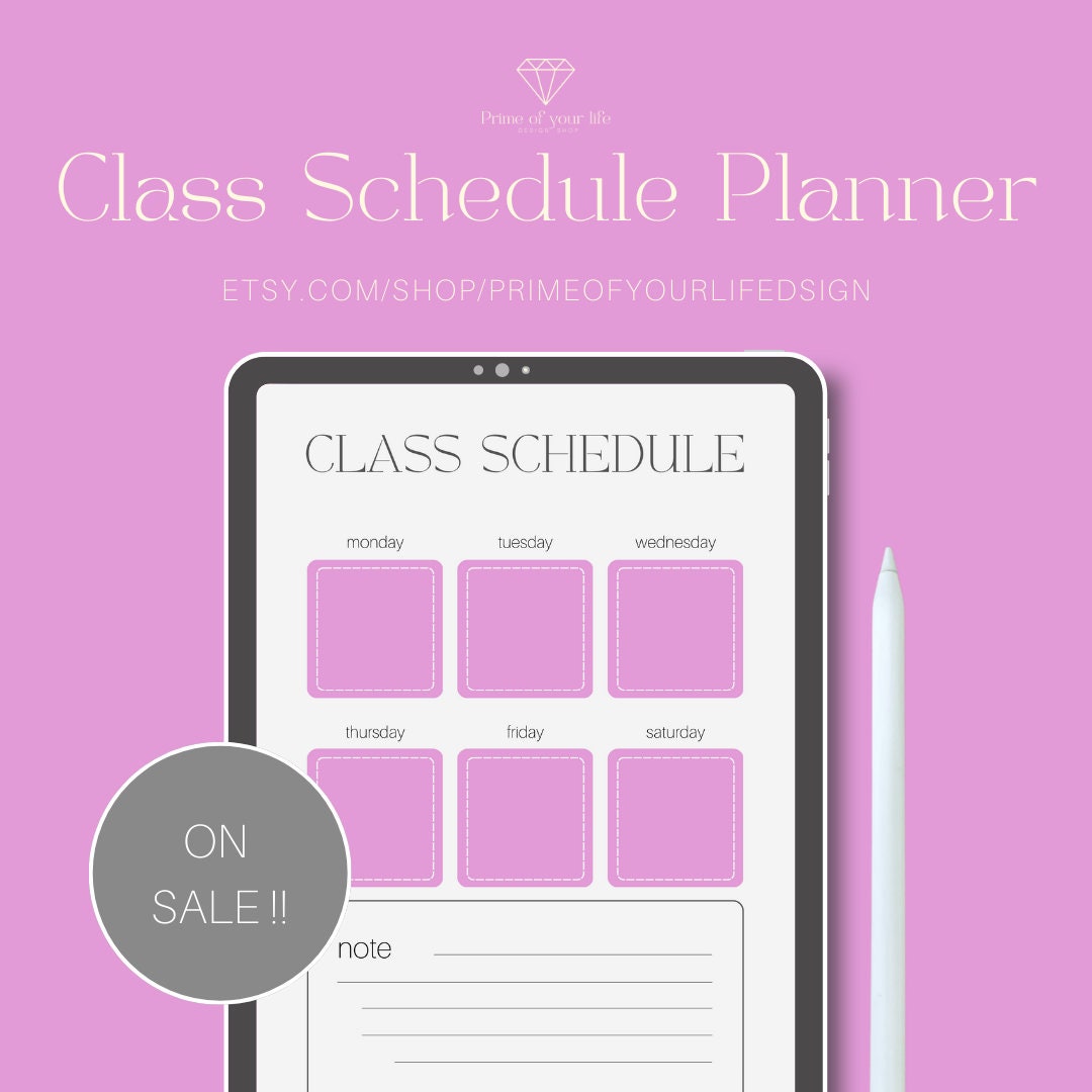 CLASS SCHEDULE PLANNER, Instant Download, Weekly Schedule, Daily Agenda ...