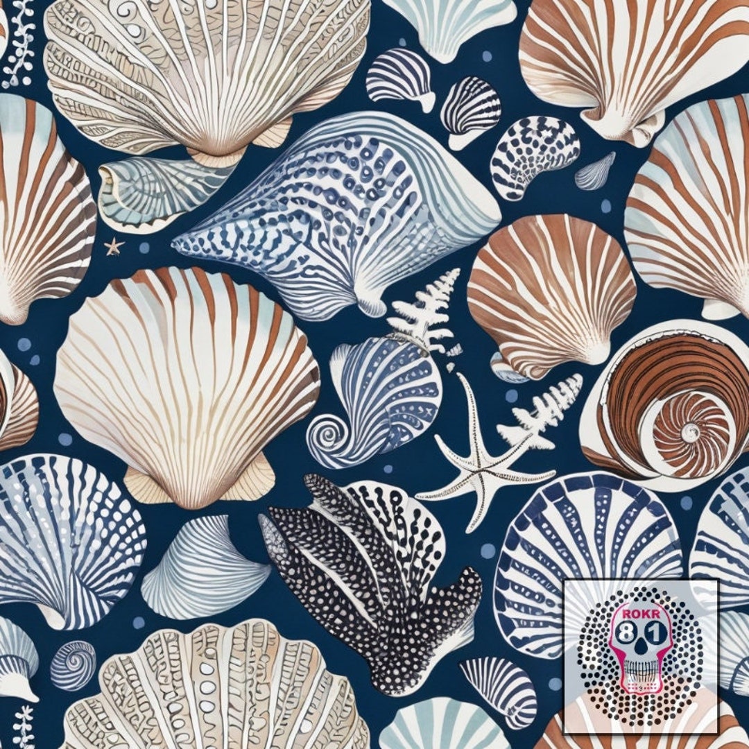Seamless Sea Shell Pattern | Ocean Shells Design | Digital Paper ...