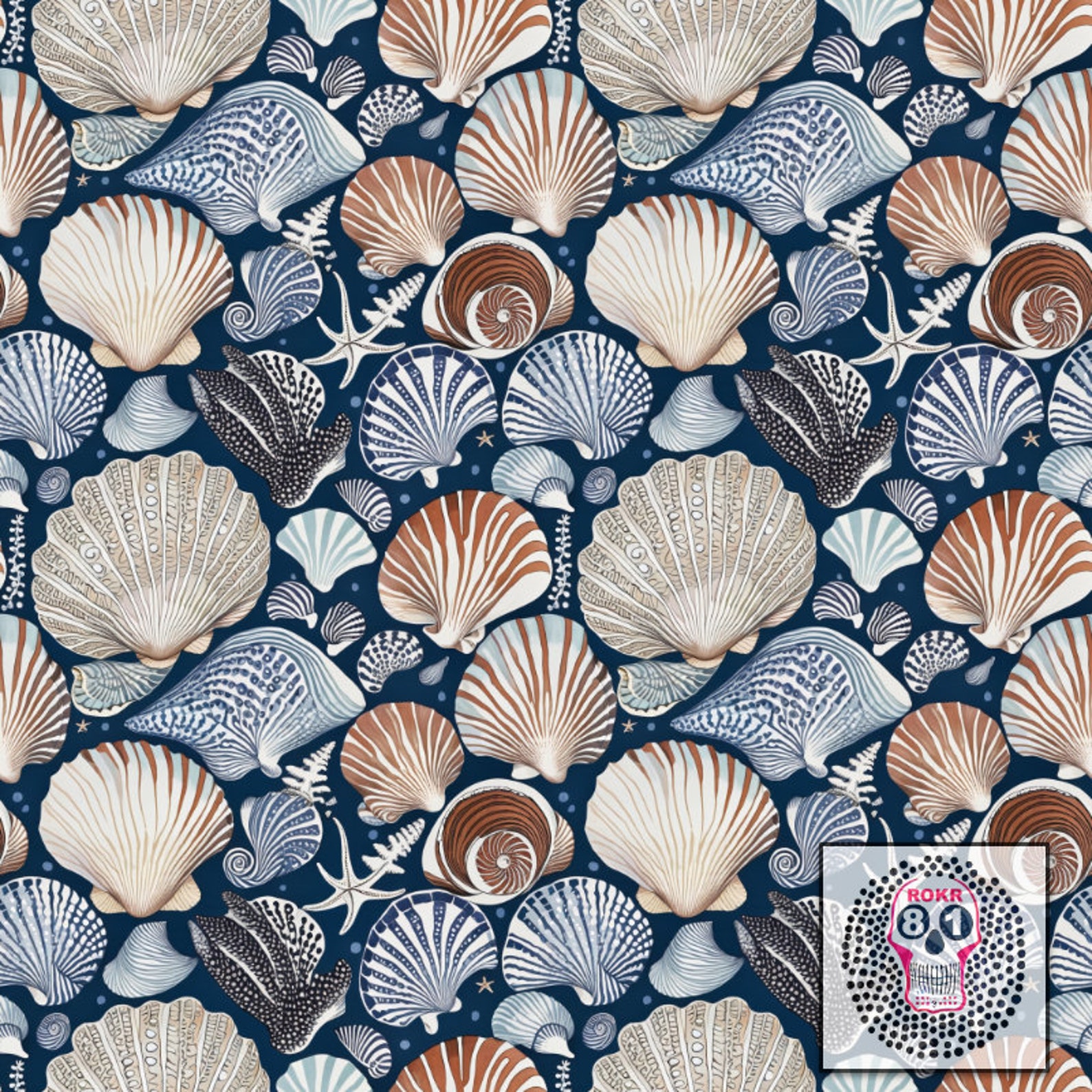 Seamless Sea Shell Pattern | Ocean Shells Design | Digital Paper ...