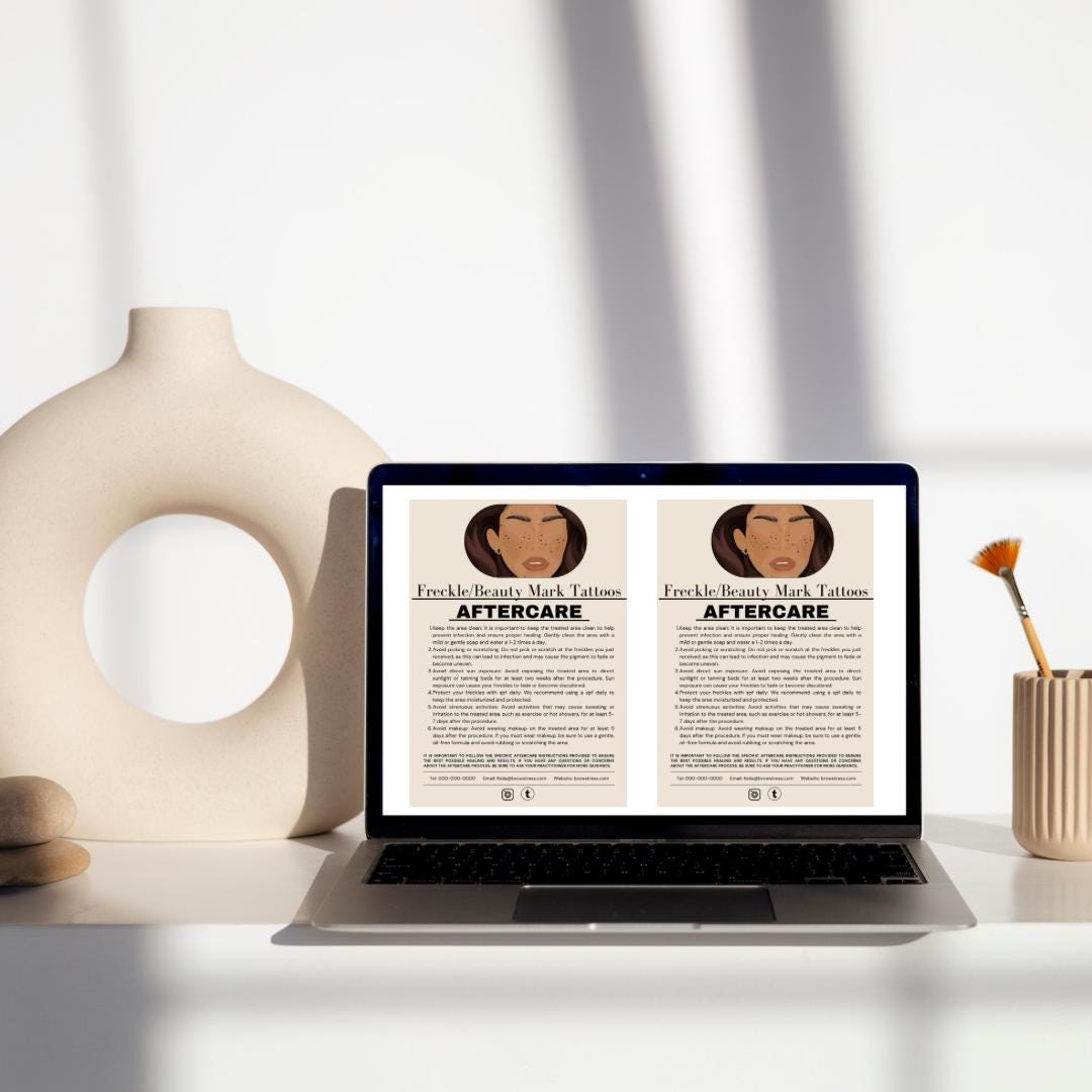 Tattoo Freckles After Care Template, Editable PMU Freckle Tattoo ...