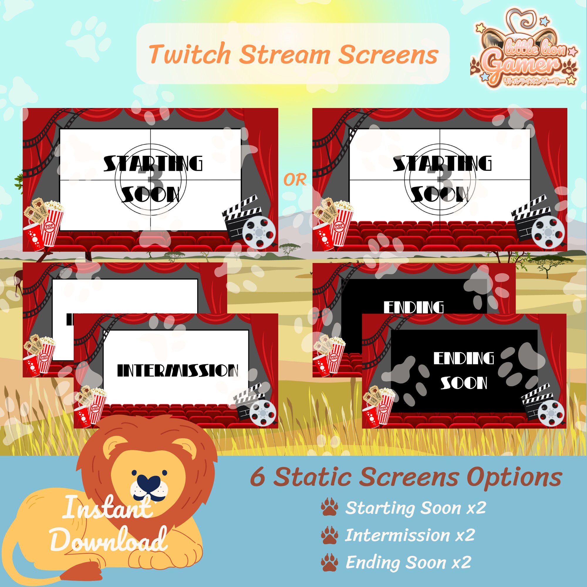 Twitch Overlay / Aesthetic / Movie Theater / Red / Black / Grey ...