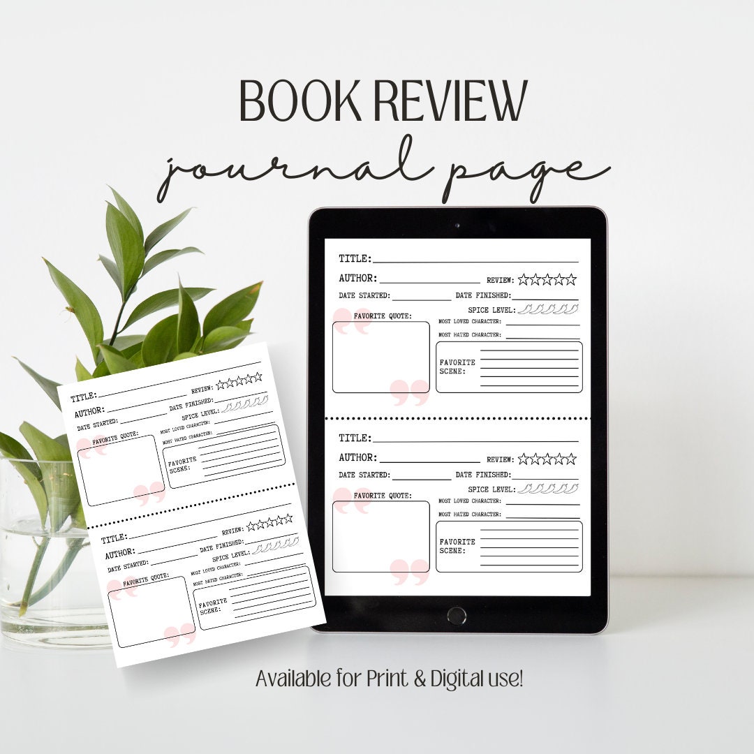 Book Review Journal Page, Goodnotes Book Review Sheet, Printable Book ...